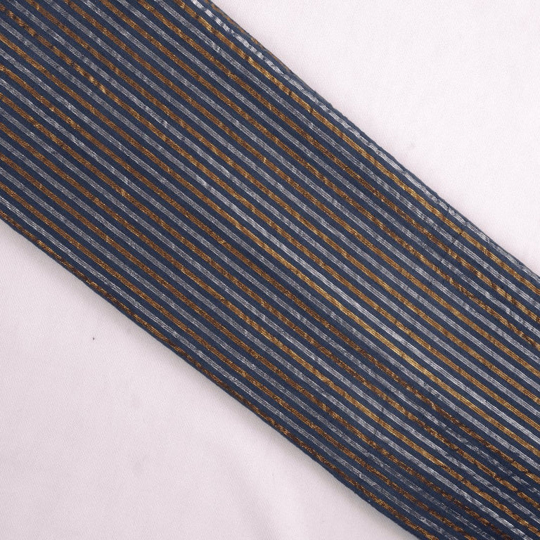 Navy Blue Lurex Cotton Fabric - Premium Quality Material – Charkha Tales